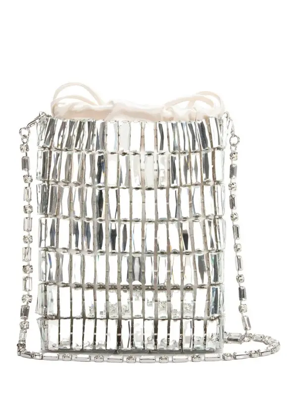 SELF-PORTRAIT Embellished Drawstring Mini Bag - Silver