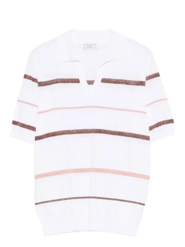 Peserico Striped Short-sleeve Polo Shirt - White