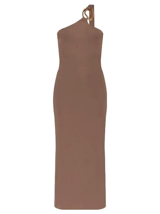 Cult Gaia Asymmetrical One-shoulder Midi Dress - Brown