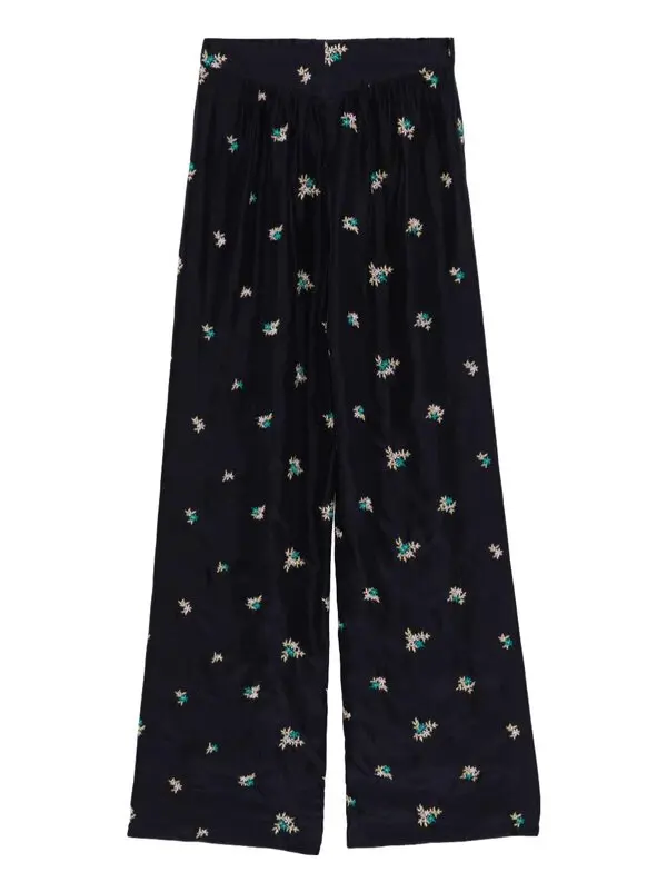 FORTE_FORTE Floral Embroidered Trousers - Blue