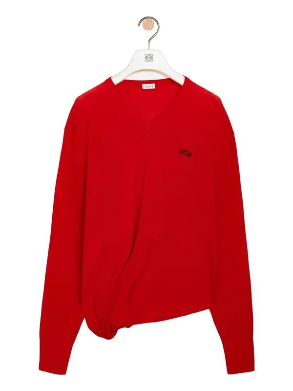 Loewe Asymmetrical Knitted Jumper - Red