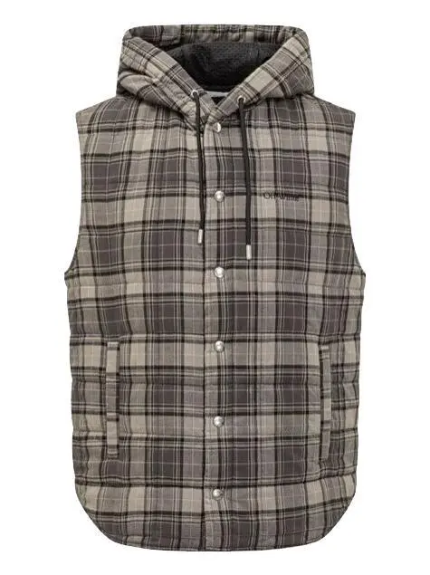 Off-White Checked Padded Gilet - Grey