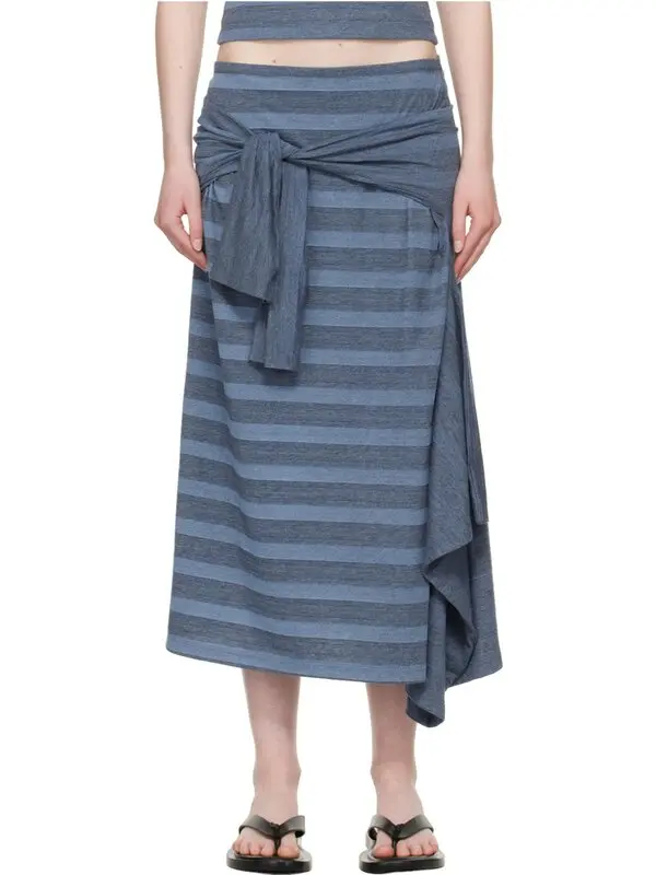 Our Legacy Striped Asymmetrical Tie-front Skirt - Blue