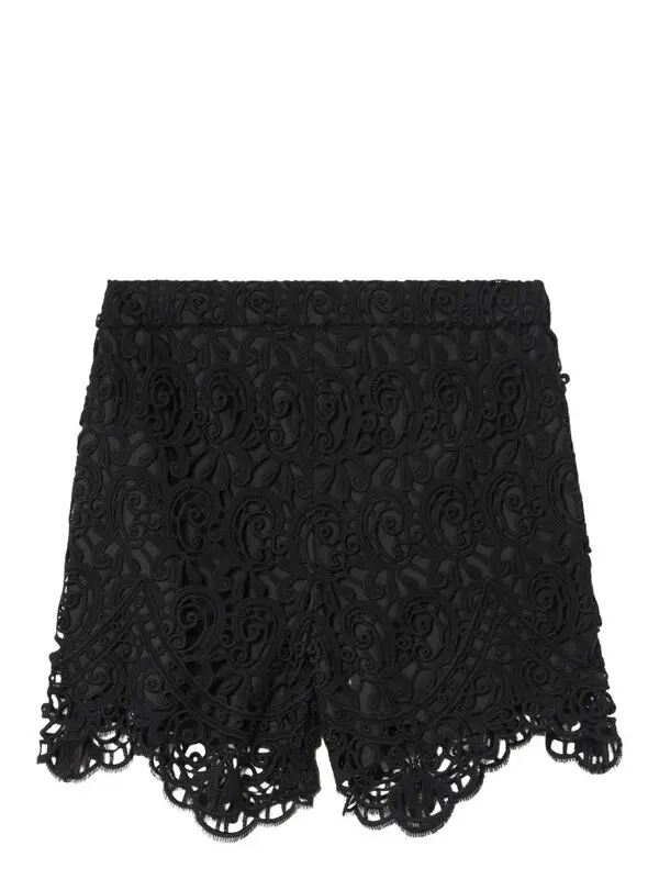Burberry Lace Detailed High Waist Shorts - Black