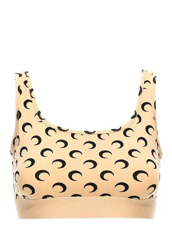 MARINE SERRE Crescent Moon Print Sports Bra - Nude