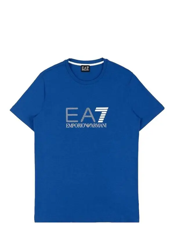 EA7 Logo Printed Round Collar T-shirt - Blue