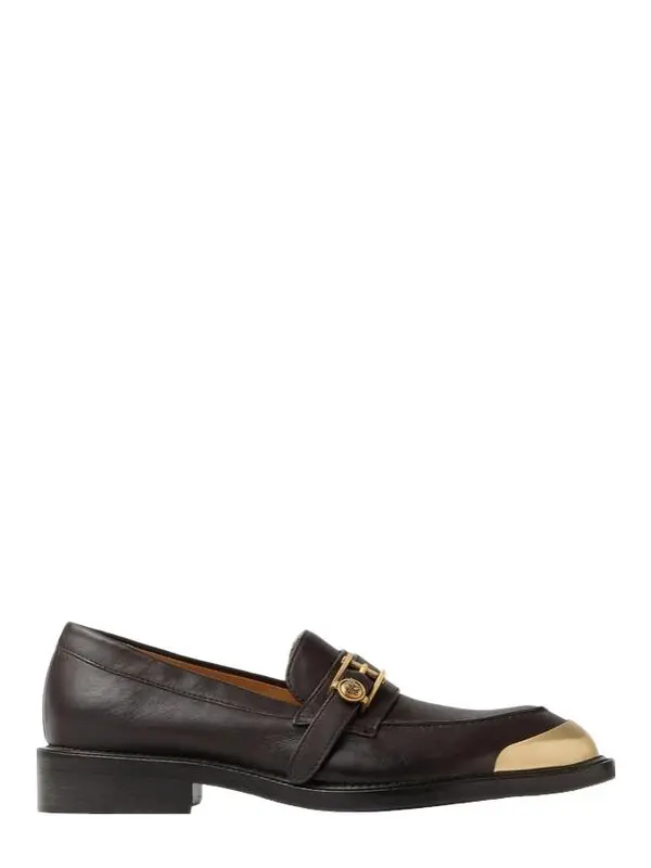Versace Round Toe Loafers With Medusa Buckle - Black