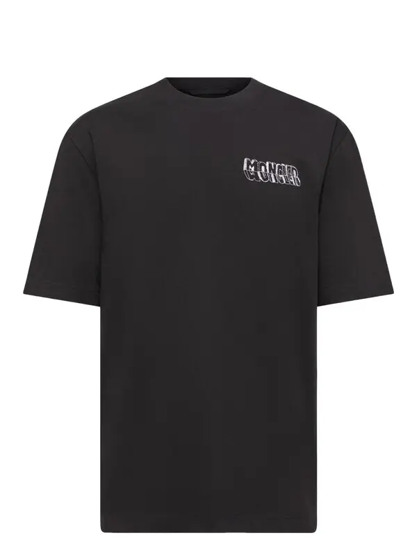 Moncler Sketch Embroidered Logo Crewneck T-shirt - Black