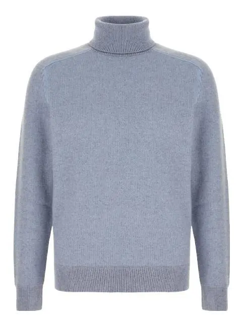 Zegna Ribbed Roll-neck Sweater - Light Blue Melange
