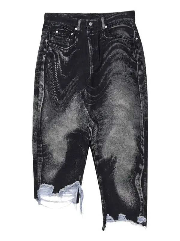 Camper Lab Asymmetrical Distressed Denim Skirt - Dark Gray