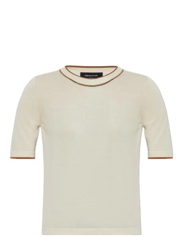 Fabiana Filippi Contrast Trim Knitted T-shirt - White