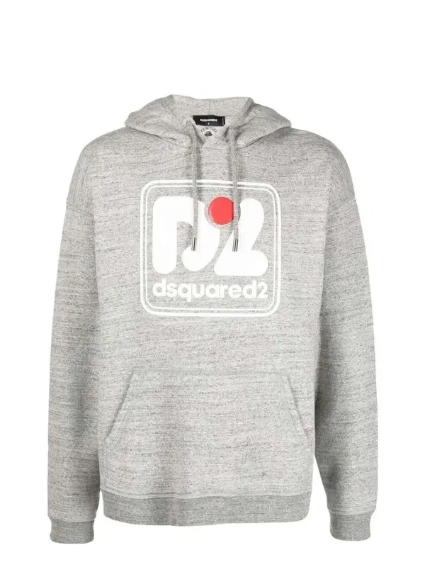 Dsquared2 Logo Printed Drawstring Hoodie - White