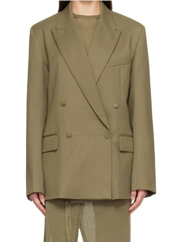 THE FRANKIE SHOP Newark Double Breasted Blazer - Khaki