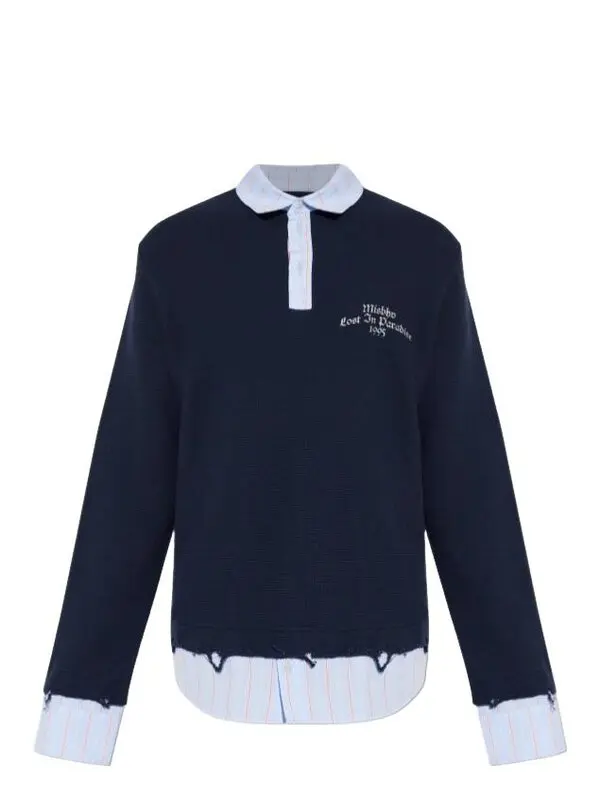 MISBHV Distressed Polo Shirt - Navy