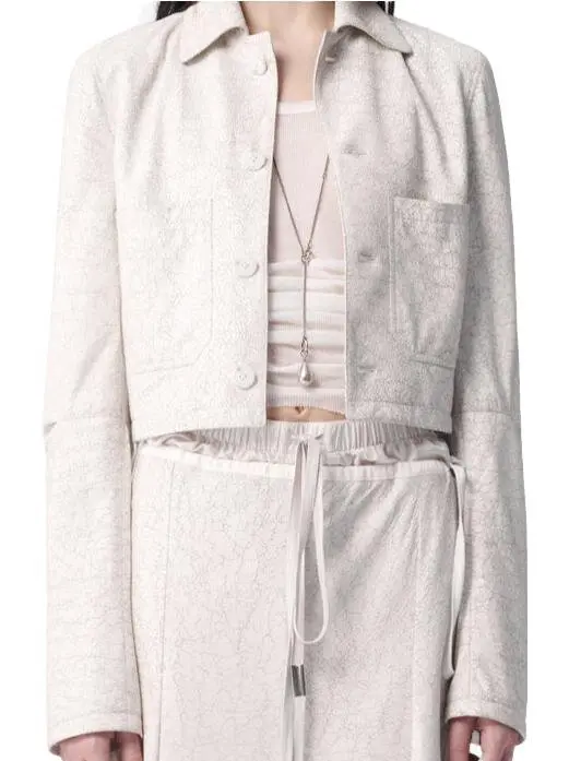 ANN DEMEULEMEESTER Cropped Jacket With Lapel Collar - White