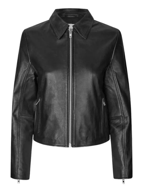 SAMSOE SAMSOE Sashiloh Zip Leather Jacket - Black