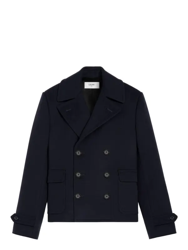 Celine Peacoat In Cashmere Cloth - Deep Navy Blue