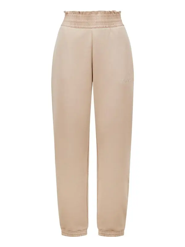 Moncler Logo Embroidered Elastic Waist Jogger Pants - Sand Beige