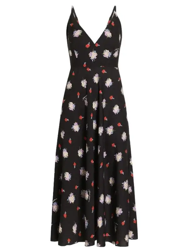 Dolce & Gabbana Small Floral-printed Midi Dress - Black