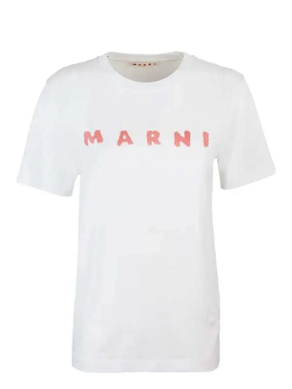 Marni Scribbled Logo Jersey T-shirt - Lilywhite