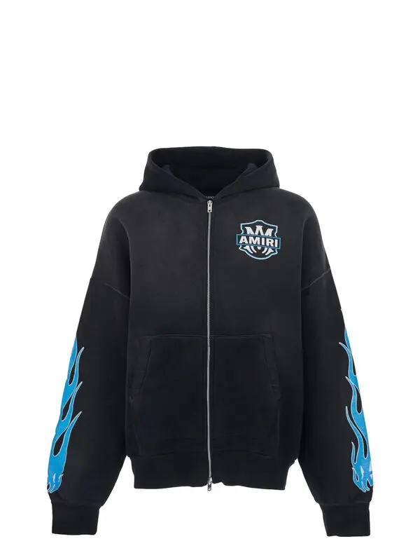 Amiri Ma Flames Graphic Zip Hoodie - Black