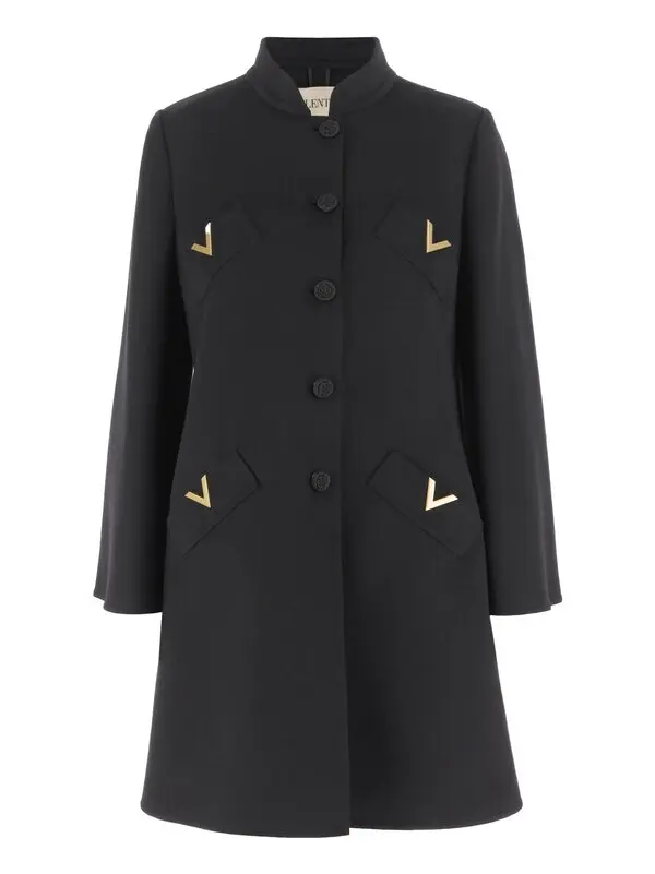 Valentino Garavani V-shaped Button Coat - Black