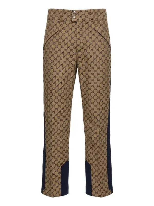 Gucci Gg Canvas Straight Leg Trousers - Brown