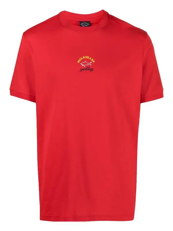 PAUL  SHARK Front Logo Print T-shirt - Red