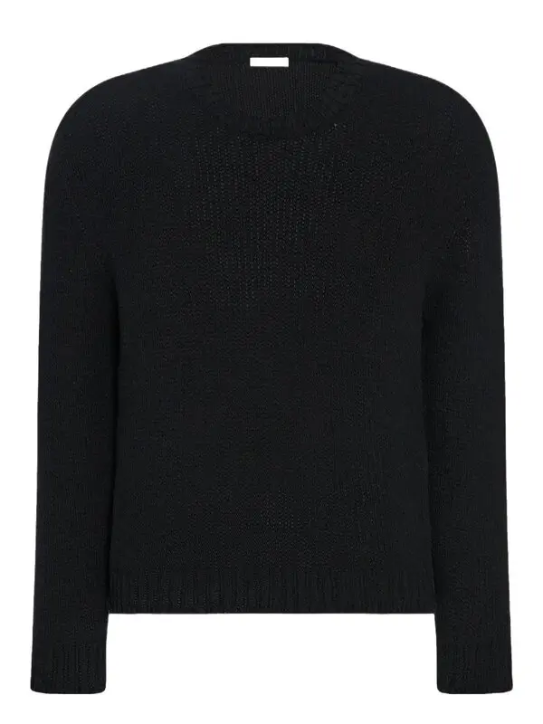 THE ROW Laing Textured Silk Crewneck Sweater - Black