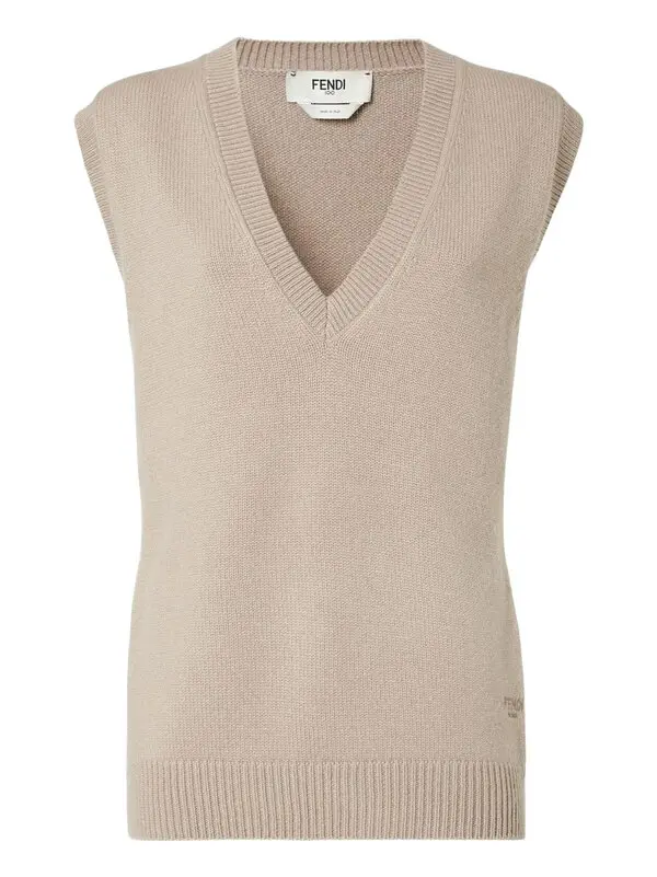 Fendi Logo Embroidered Knit Vest - No