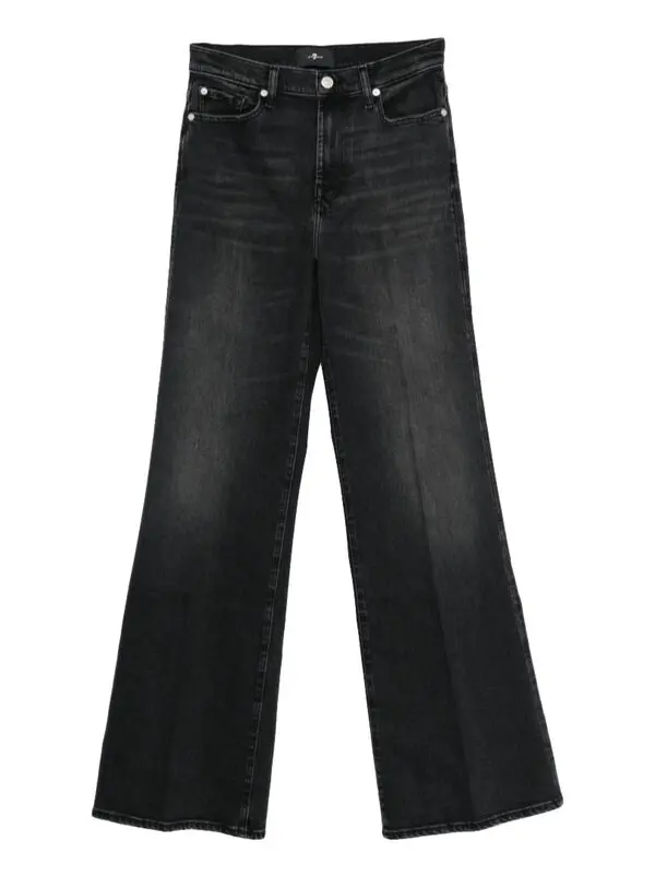7 For All Mankind Flared High-rise Jeans - Black