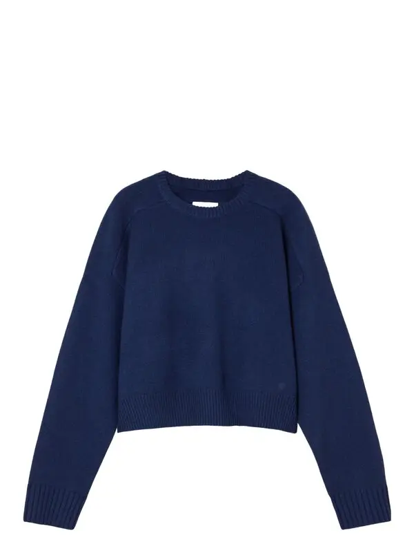 Loulou De Saison Bruzzi Short Wool And Cashmere Blend Sweater - Navy Blue