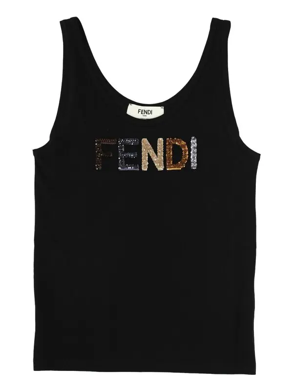 Fendi Sleeveless Logo Tank Top - Black
