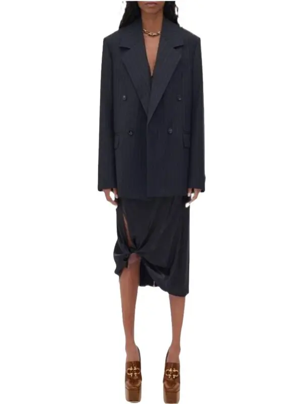 Bottega Veneta Pinstripe Shirt Jacket - Black