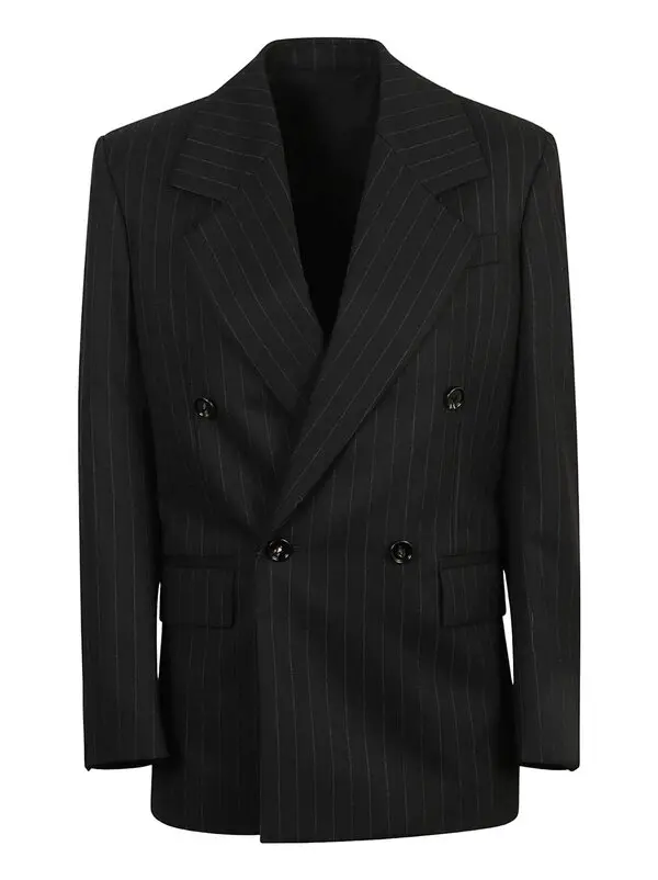 Bottega Veneta Pinstripe Shirt Jacket - Black
