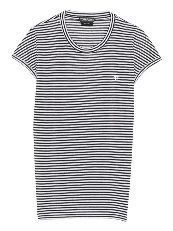 TOM FORD Striped Logo T-shirt - Blackwhite