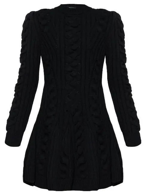 Alexander McQueen Long Sleeved Knitted Mini Dress - Black