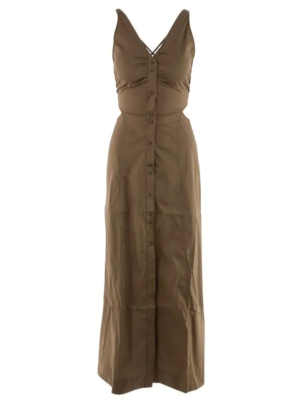 GANNI Corset-style Halterneck Maxi Dress - Brown