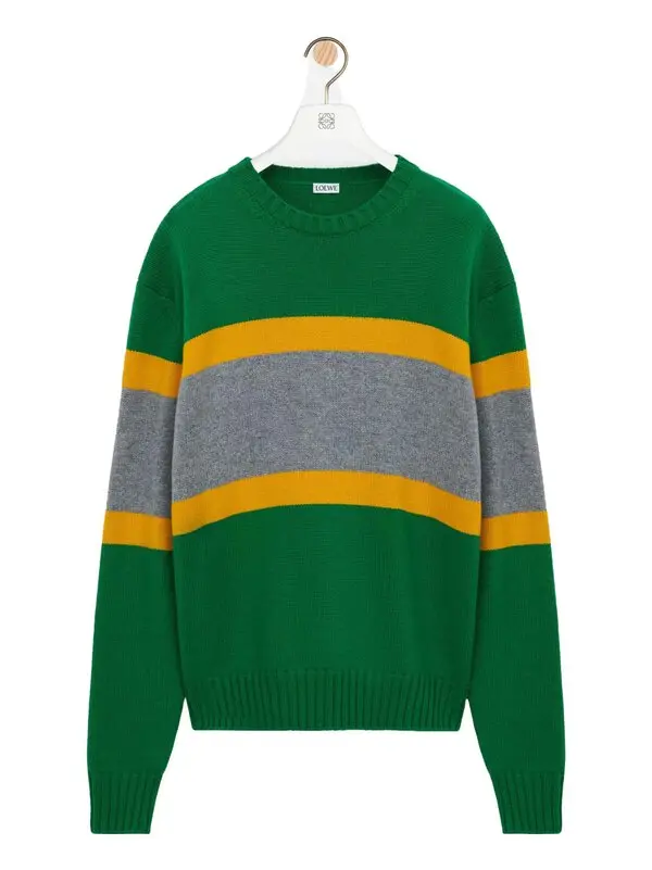 Loewe Wool Sweater With Horizontal Stripes - Green/gray