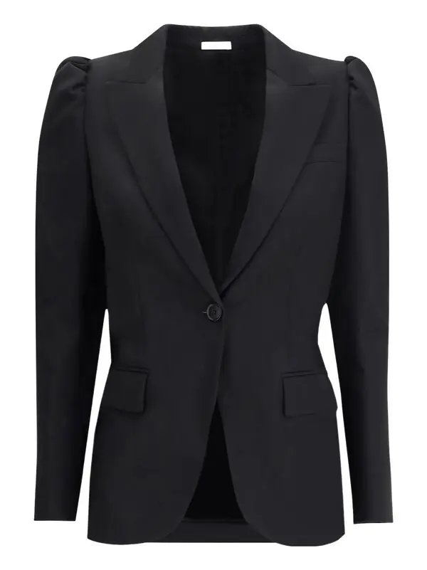 Alexander McQueen T-bar Detailed Single Breasted Blazer - Black