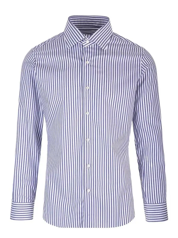 BARBA NAPOLI Striped Long-sleeved Shirt - Purple