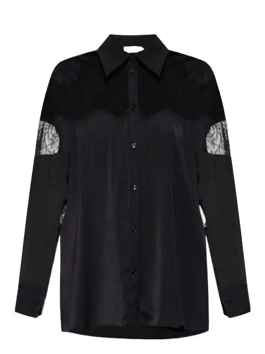 IRO PARIS Long Sleeve Shirt With Lace Detail - Black