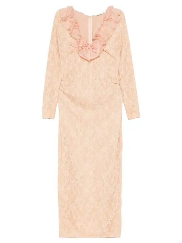 Alessandra Rich Long-sleeved Midi Dress - Nude