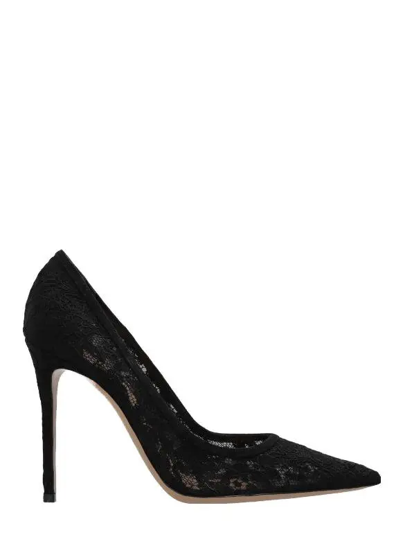 GIANVITO ROSSI Pointed-toe Lace Pumps - Black
