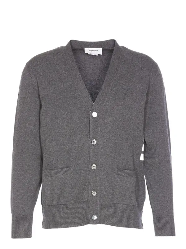 Thom Browne 4-bar V-neck Cardigan - Grey