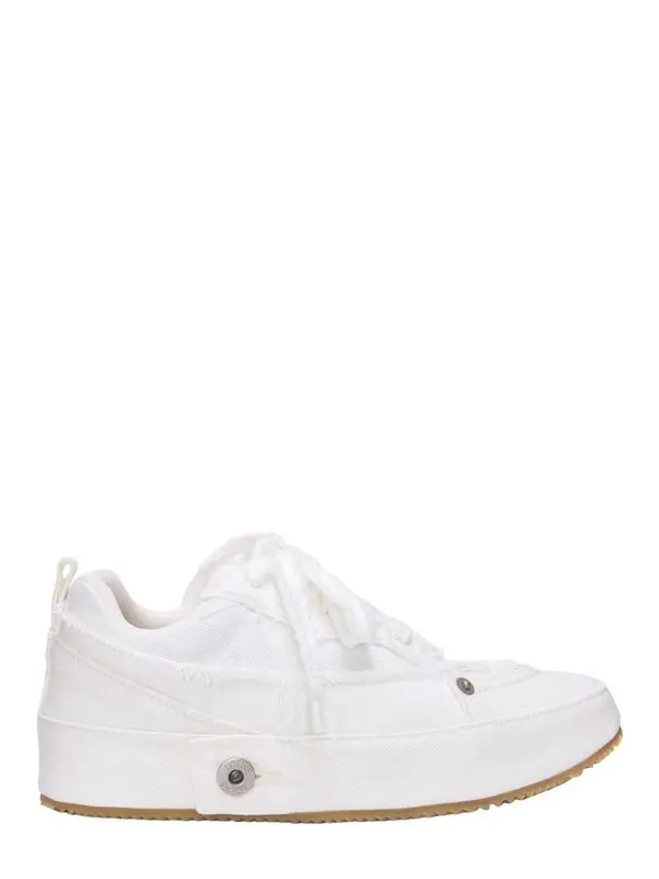 Loewe Deconstructed Lace-up Sneakers In Denim - White