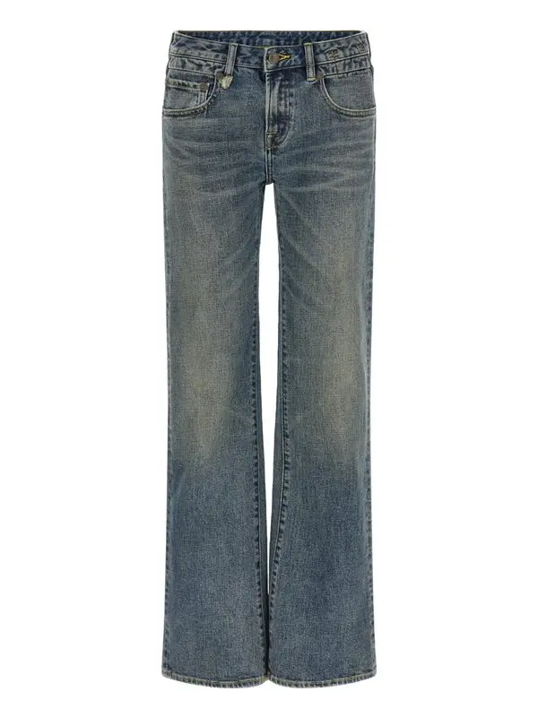 R13 Straight Leg Jeans With Contrast Stitching - Gray