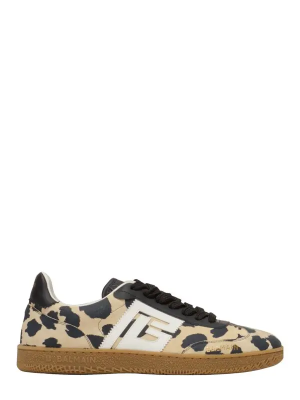 Balmain Swan Sports" Leopard Print Lace-up Sneakers - Brown