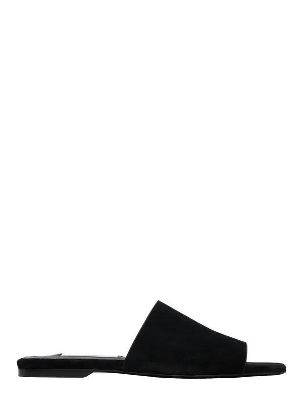 TOTEME Velour Leather Square Open Toe Slip-on Sandals - Black