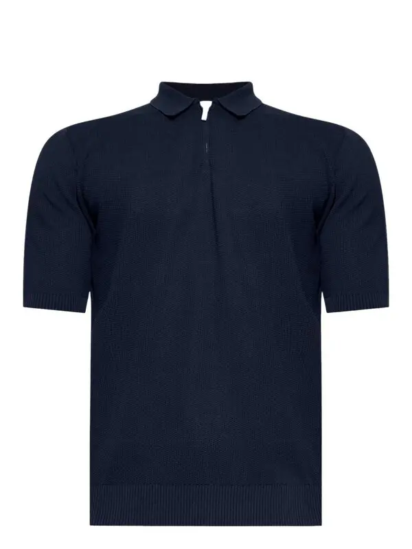 Eleventy Zip-collar Polo Shirt - Navy Blue